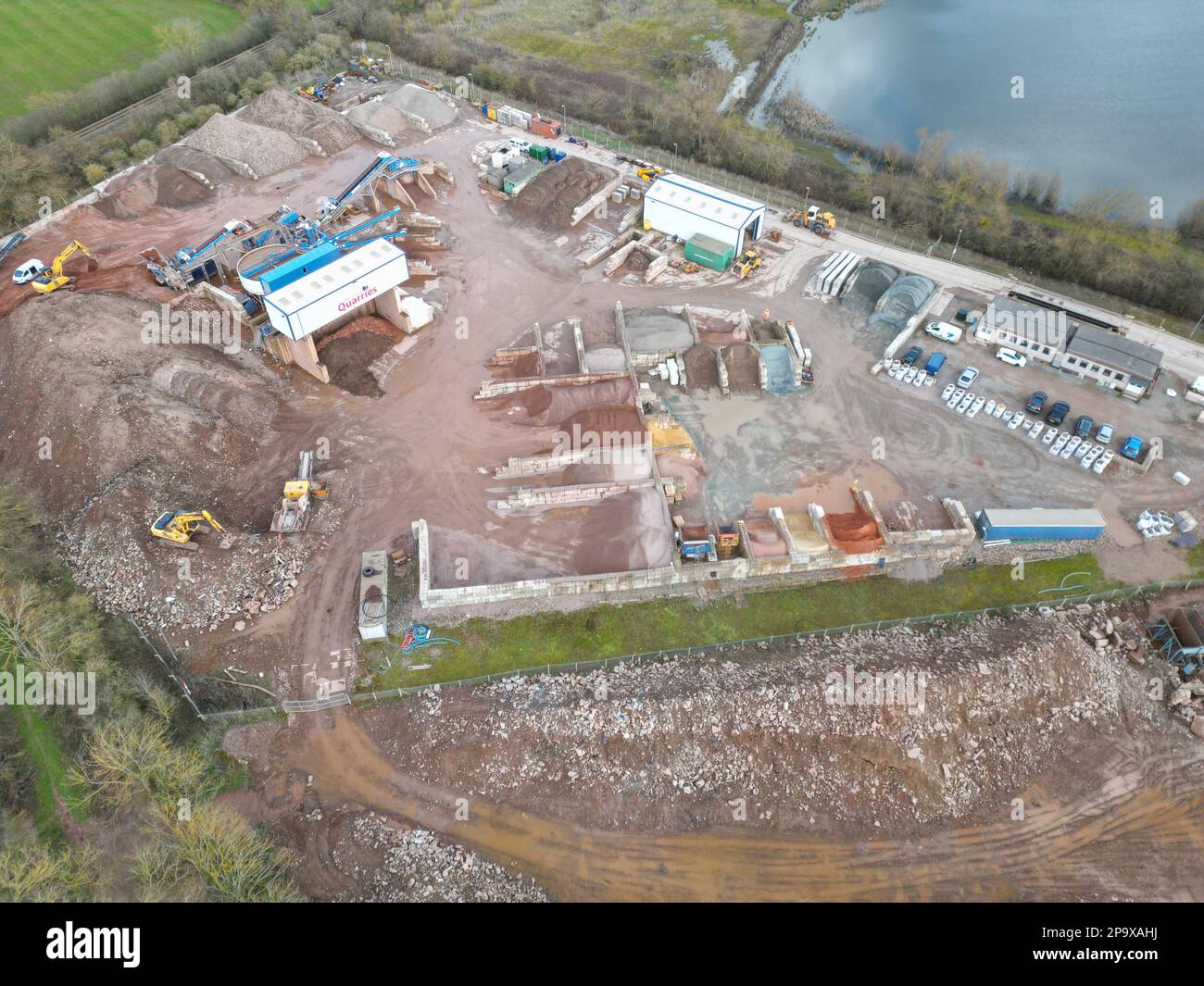 Aerial view of Hereford Quarries who specialise in recycling aggregates ...