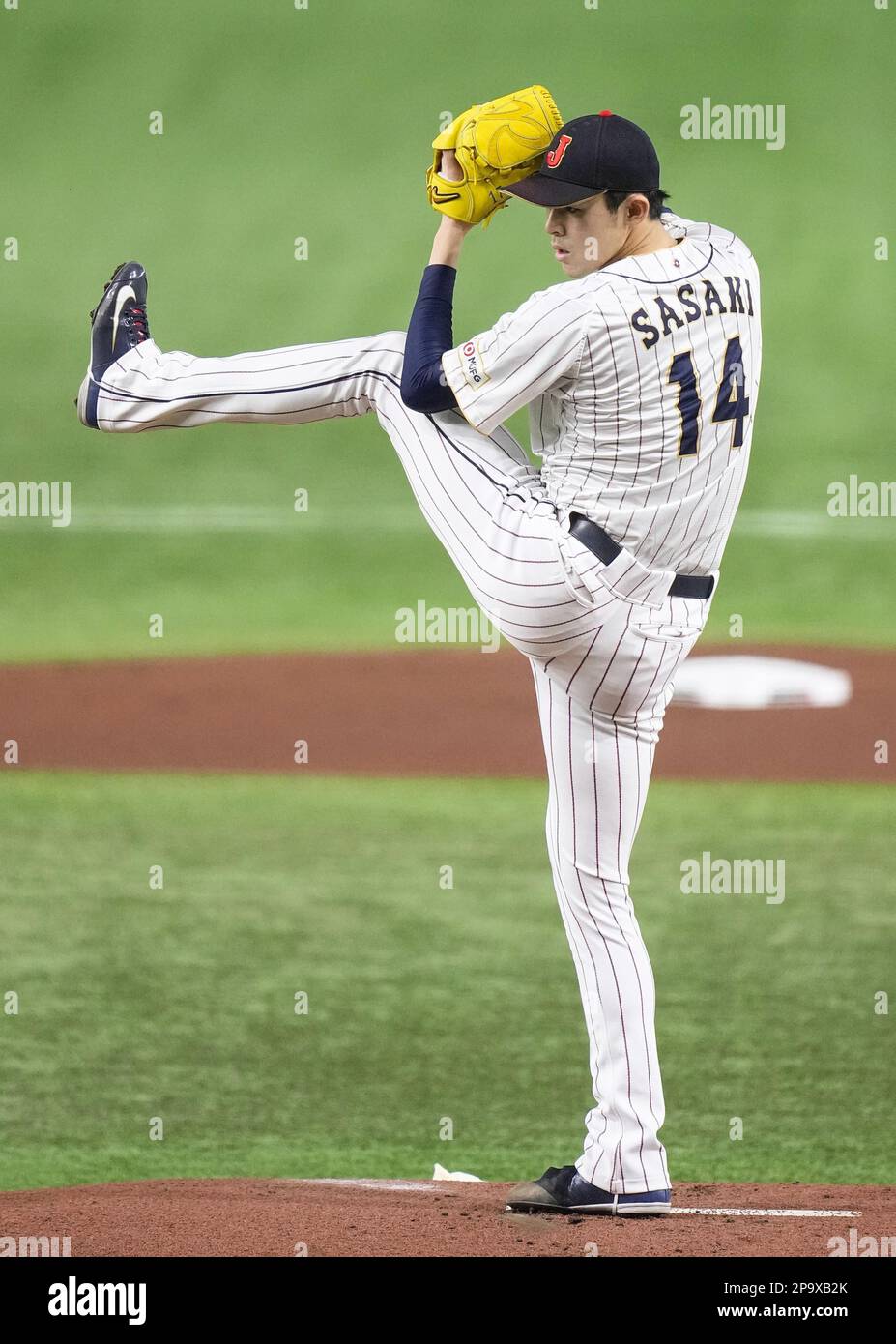 Roki Sasaki of Japan pitches against the Czech Republic during a World ...