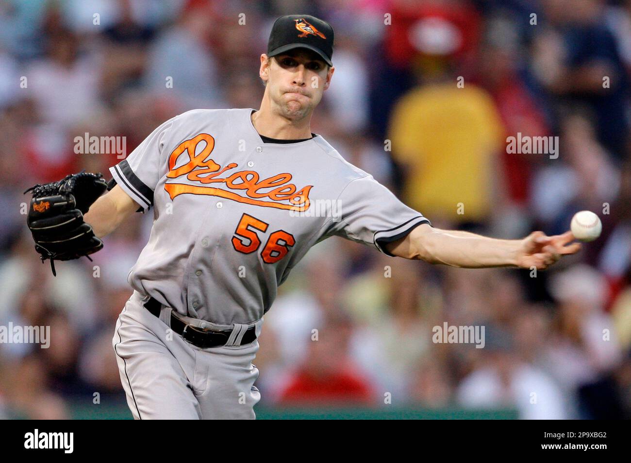 Baltimore Orioles pitcher Brian Burres throws out Boston Red Sox's ...