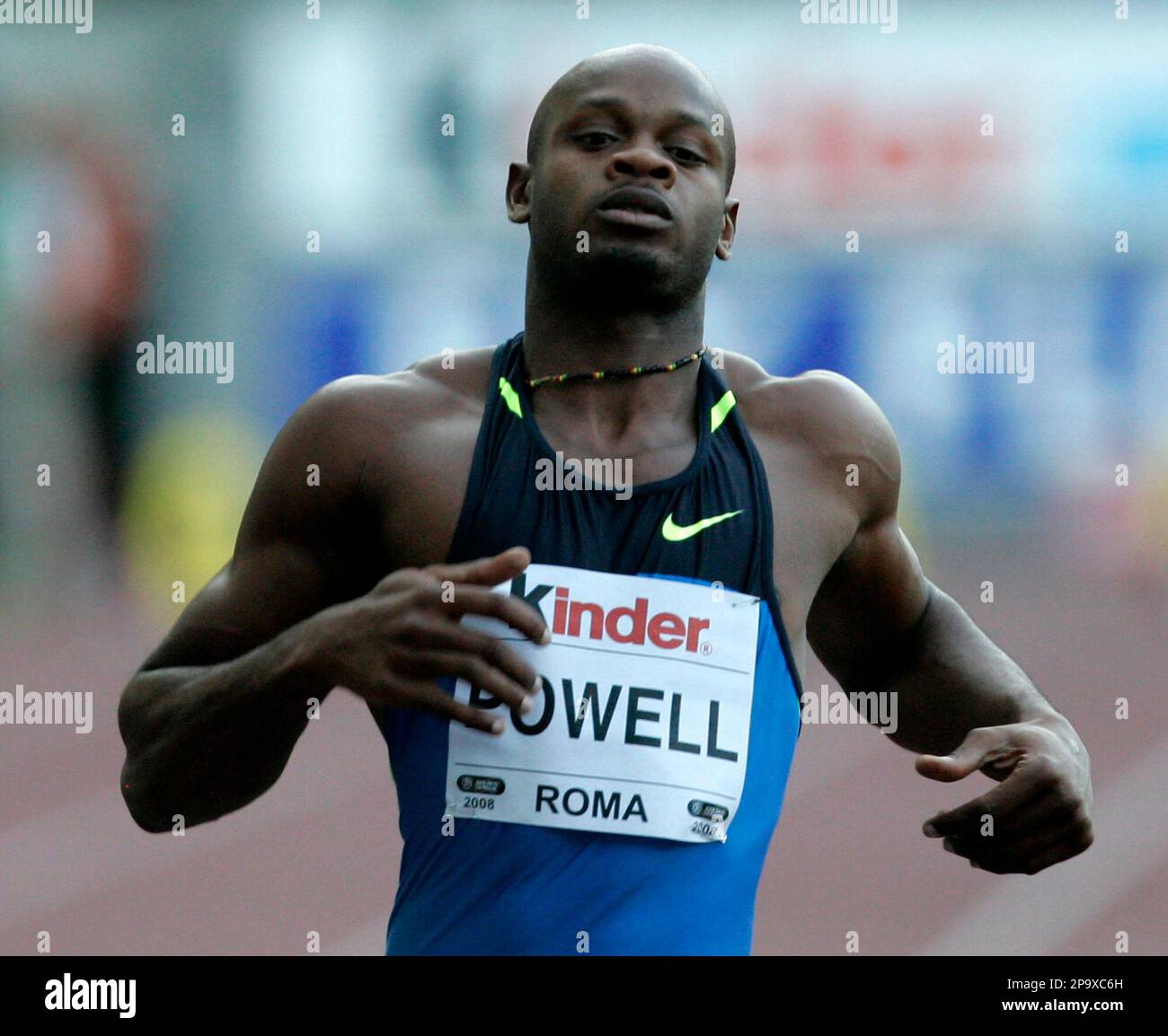 Asafa Powell from Jamaica in action during the first heat of the men's ...