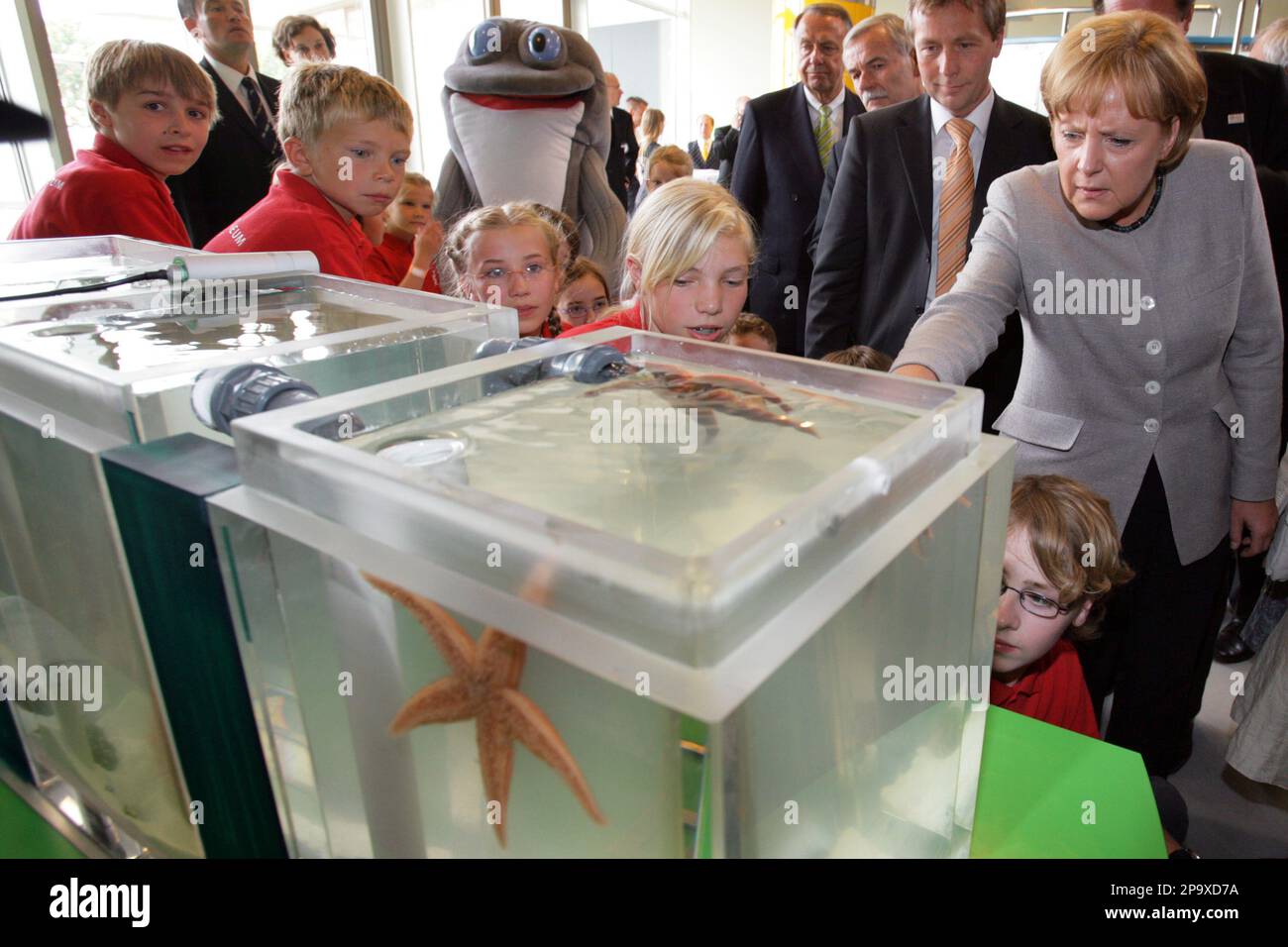 Bundeskanzlerin Angela Merkel schaut am Freitag 11. Juli 2008 zusammen ...