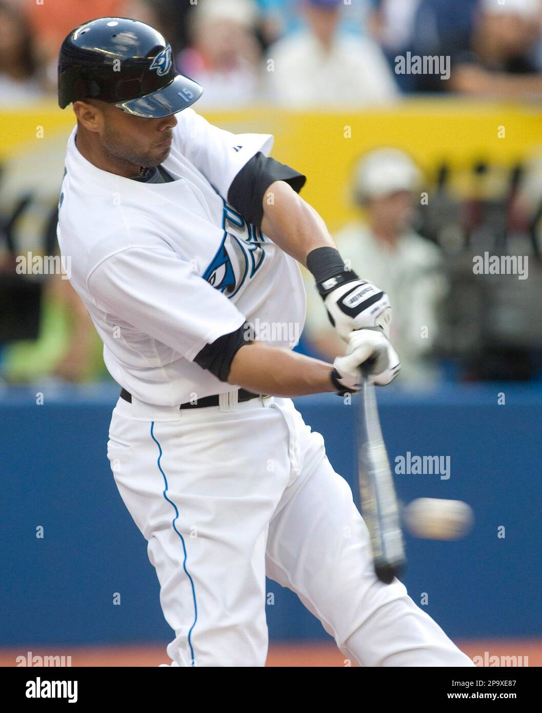 Toronto Blue Jays' Alex Rios grounds out during the first inning of a ...