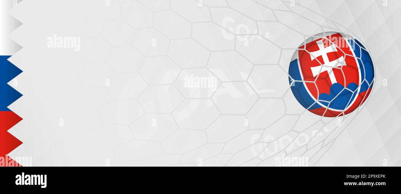 Banner design of a football ball with flag of Slovakia in football net ...