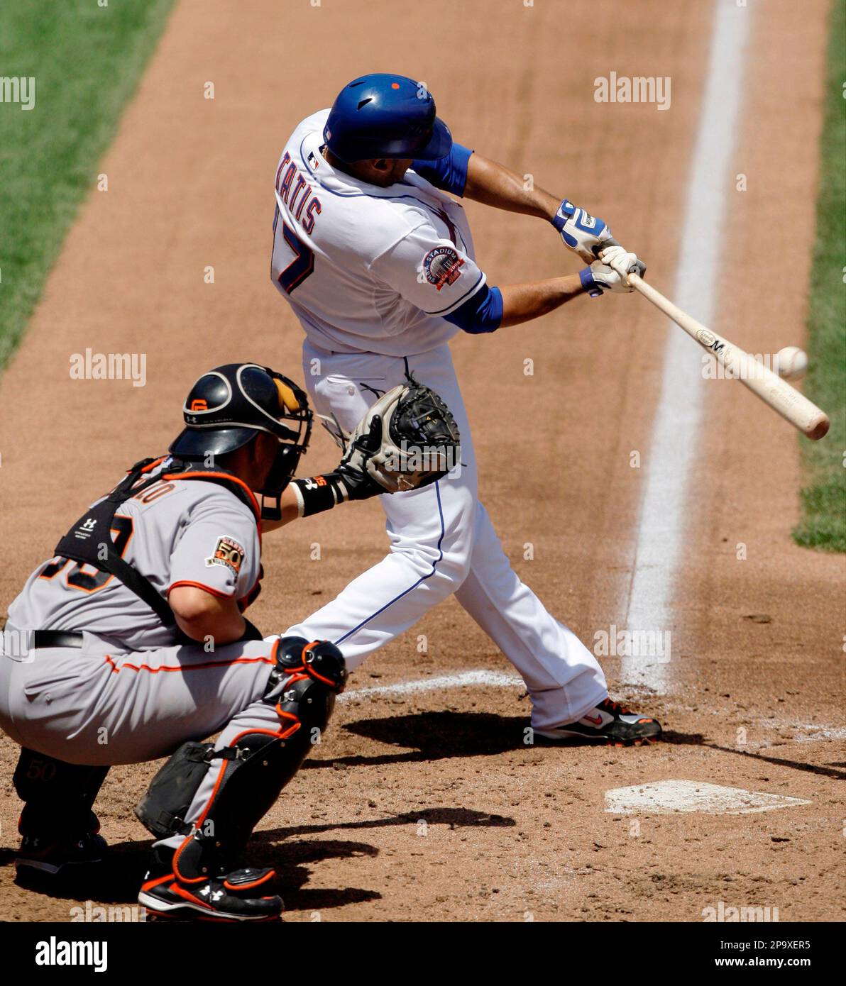 New York Mets' Fernando Tatis hits a two-run double in the third inning ...