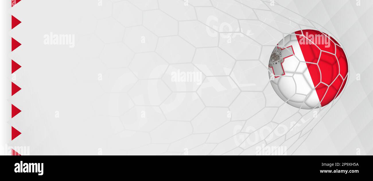 Banner design of a football ball with flag of Malta in football net ...