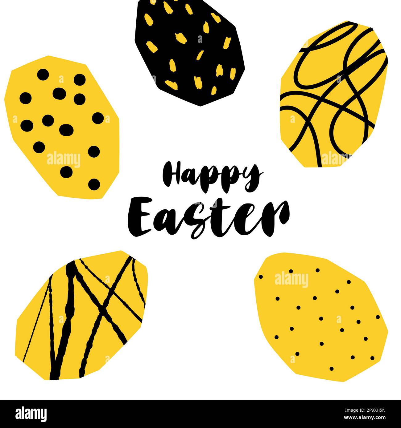 Happy Easter stylized texture easter eggs illustration in cutting style ...