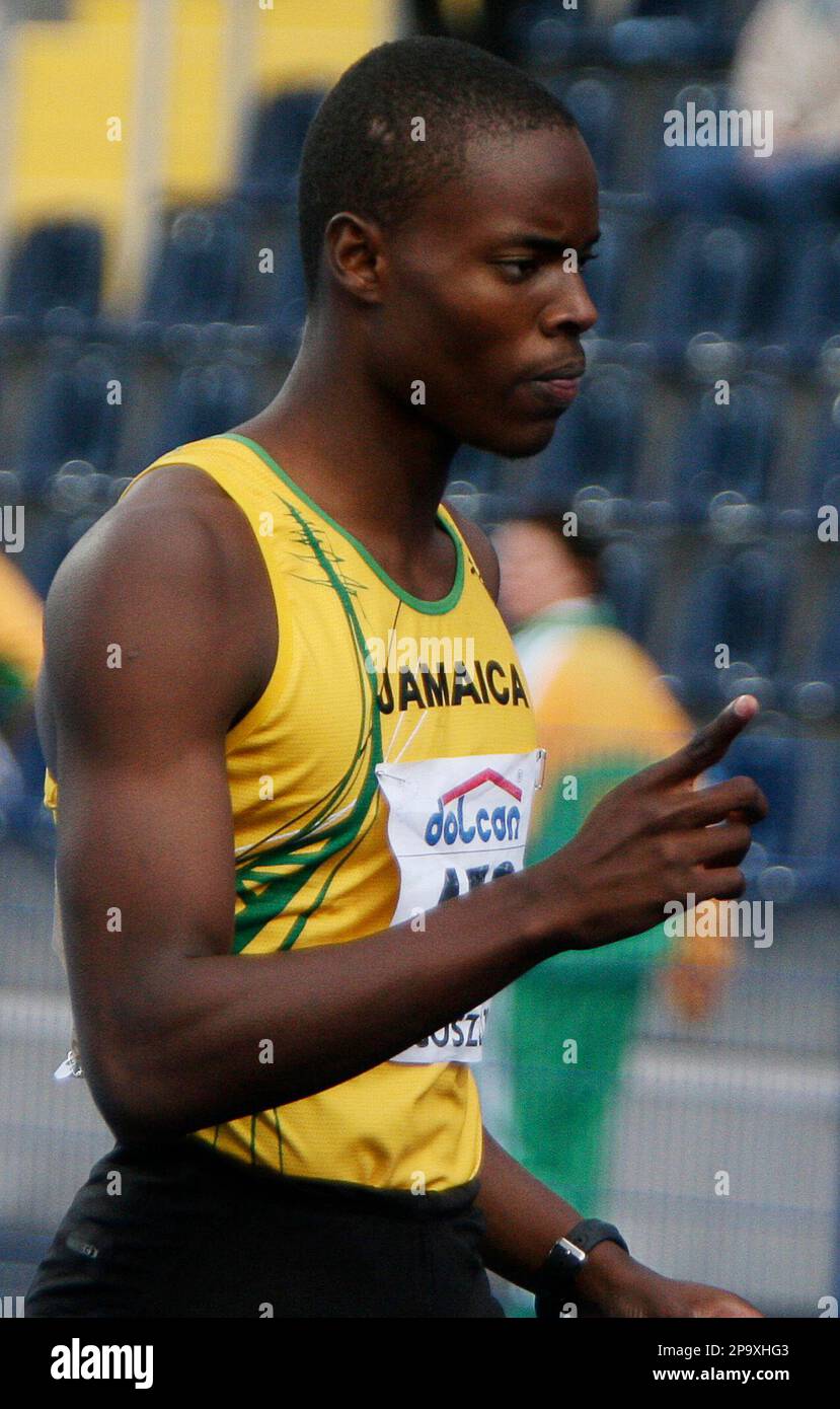 Dexter Lee from Jamaika celebrates after finishing first in the 100 ...