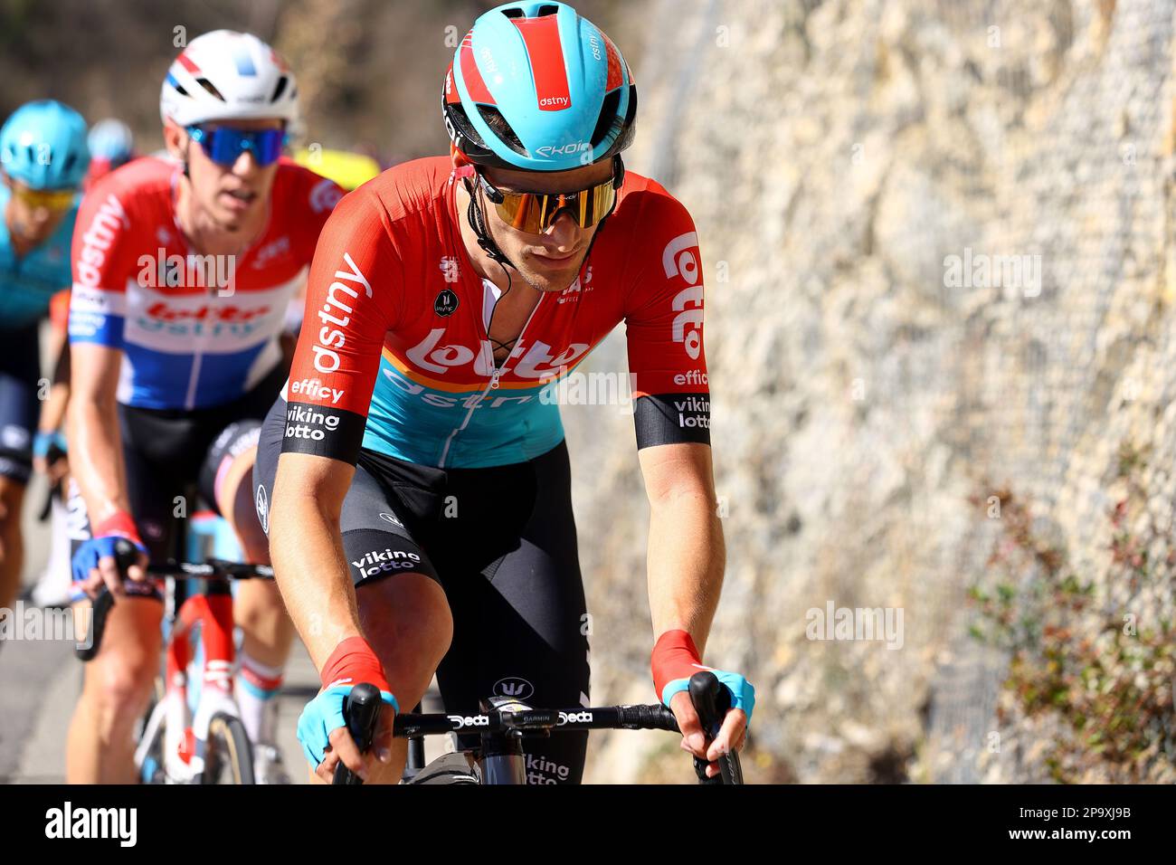 Belgian Brent Van Moer of Lotto-Dstny pictured in action during stage 7 ...