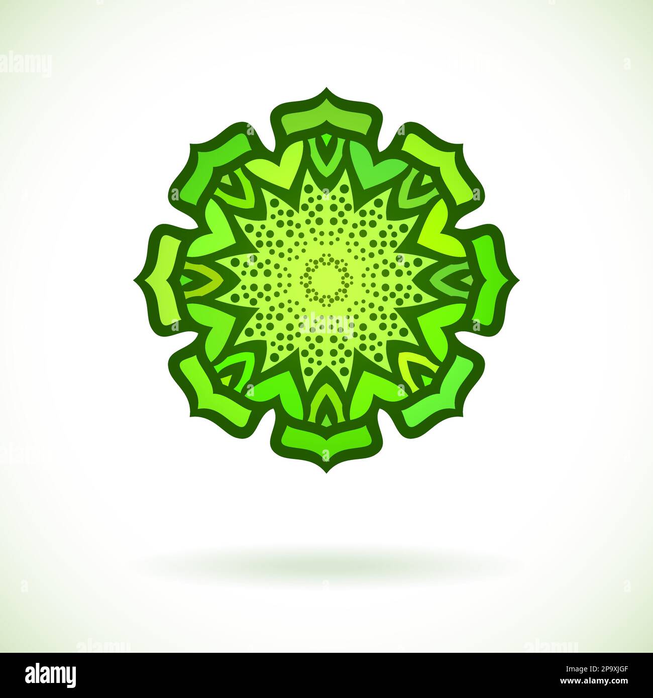 Round green flower ornament, Isolated design element, Vector ...