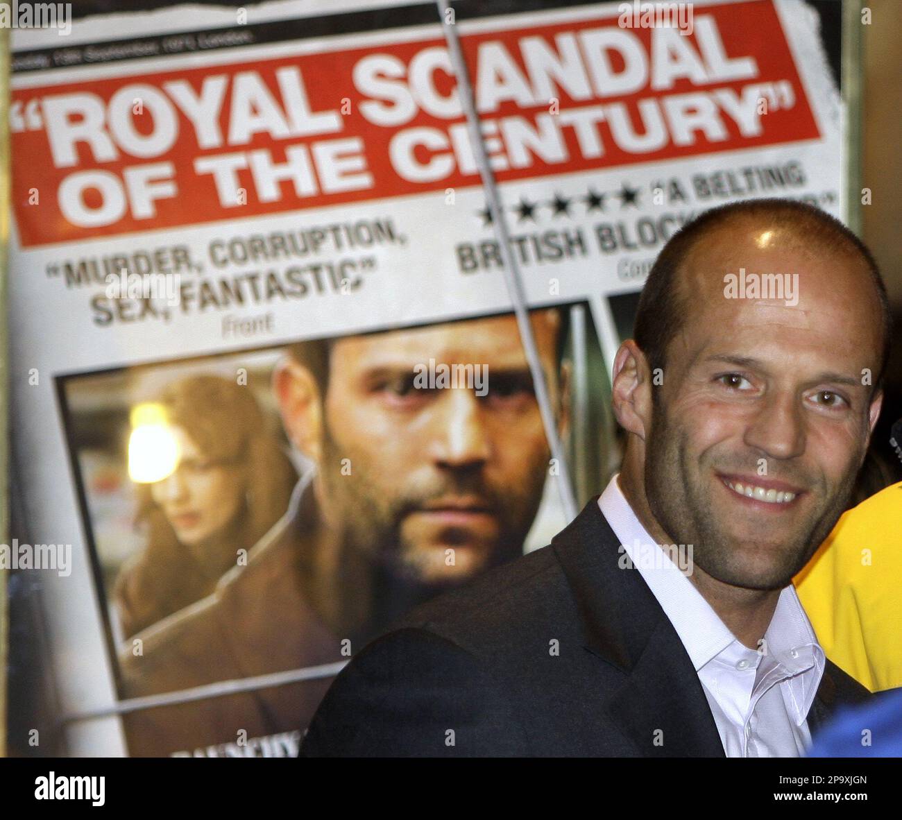 British actor Jason Statham smiles as he arrives for the Australian ...