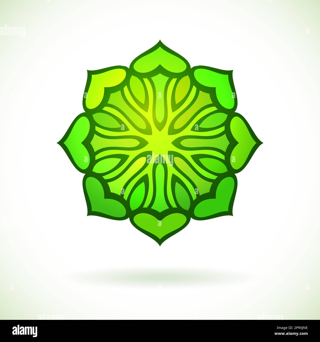 Round green flower ornament, Isolated design element, Vector ...