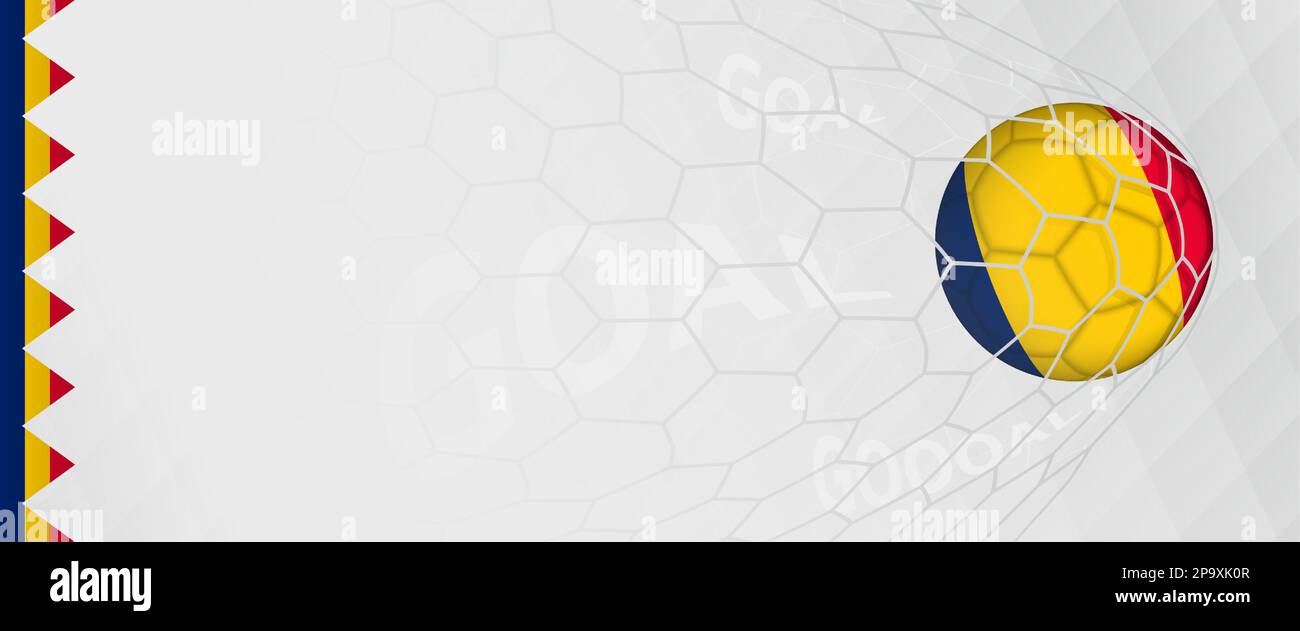 Banner design of a football ball with flag of Chad in football net, the ...