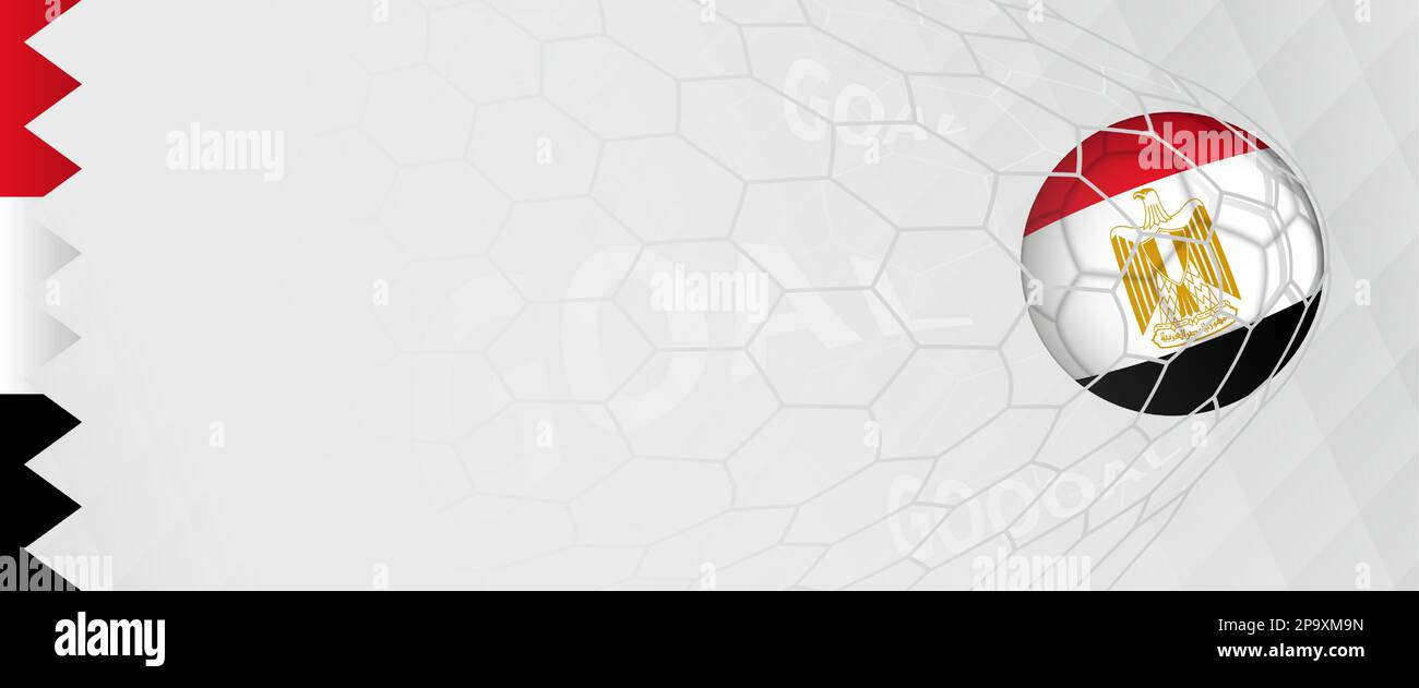 Banner design of a football ball with flag of Egypt in football net ...