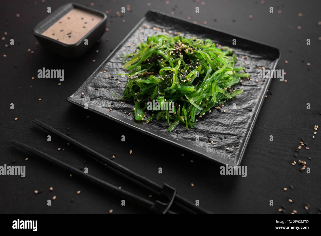 Wakame seaweed salad with sesame seed. Traditional Japanese food Stock ...