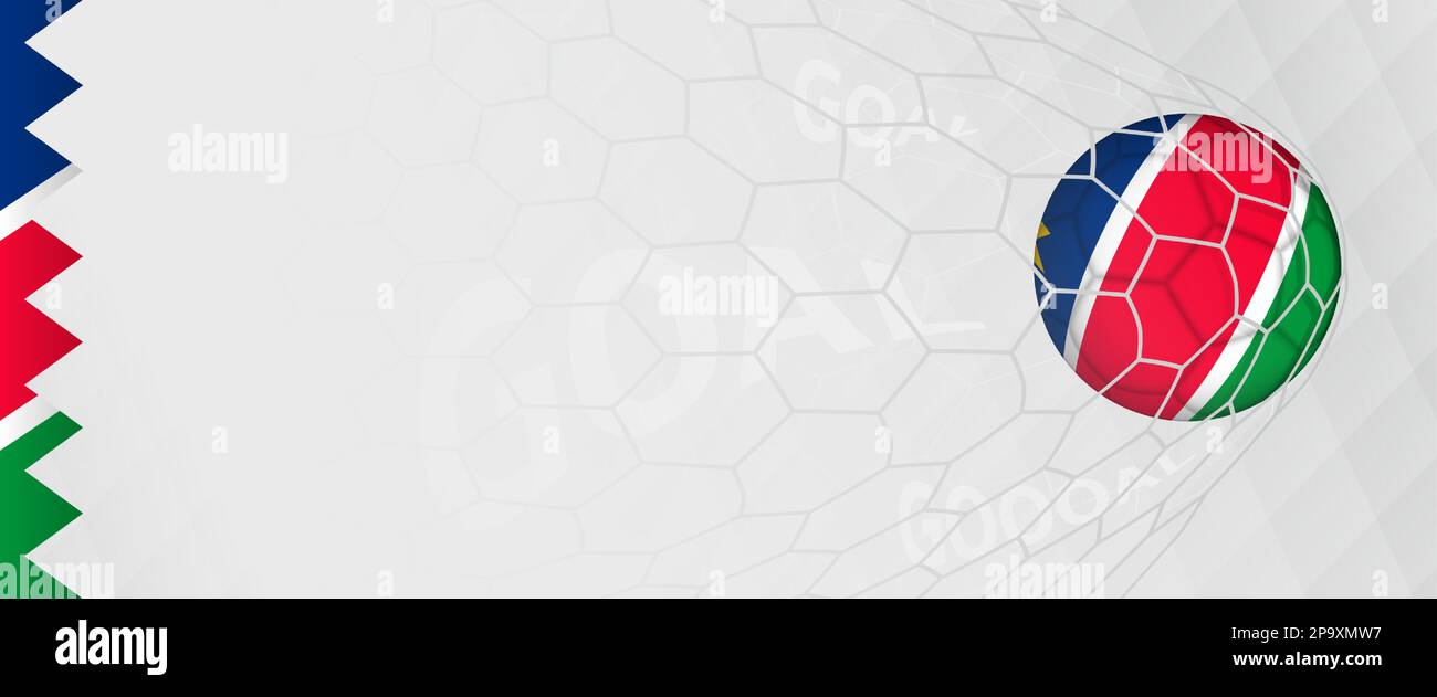 Banner design of a football ball with flag of Namibia in football net ...