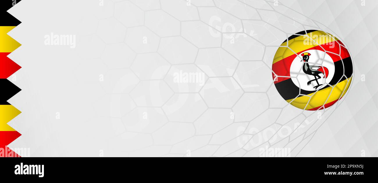 Banner design of a football ball with flag of Uganda in football net ...