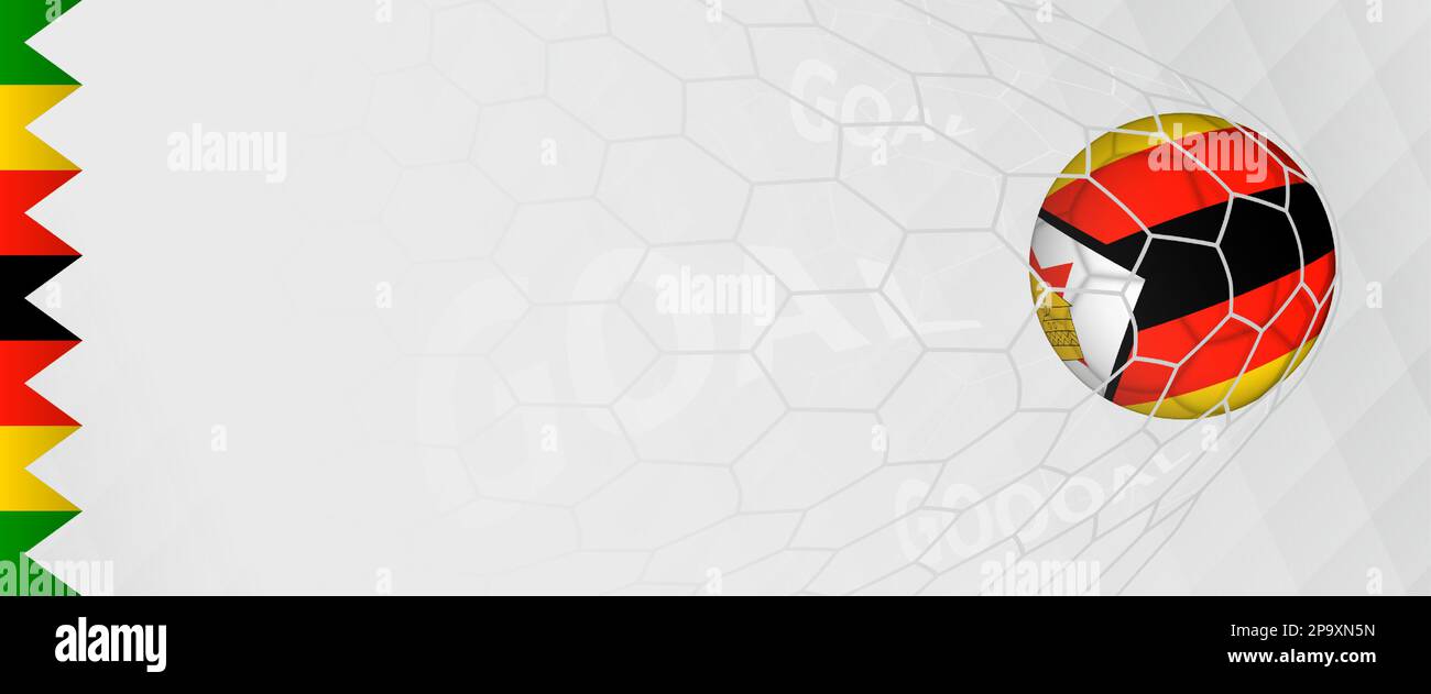 Banner design of a football ball with flag of Zimbabwe in football net ...