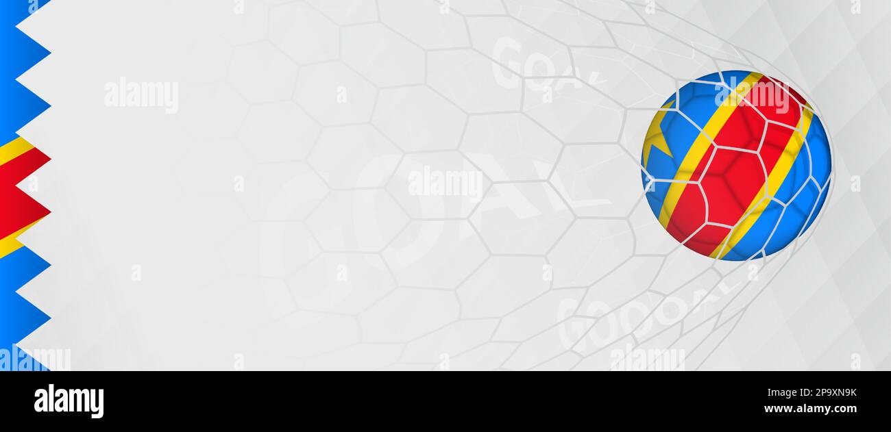 Banner design of a football ball with flag of DR Congo in football net ...