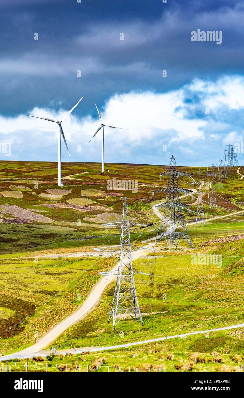On shore British Windfarms Fallago Rig Windfarm Stock Photo - Alamy