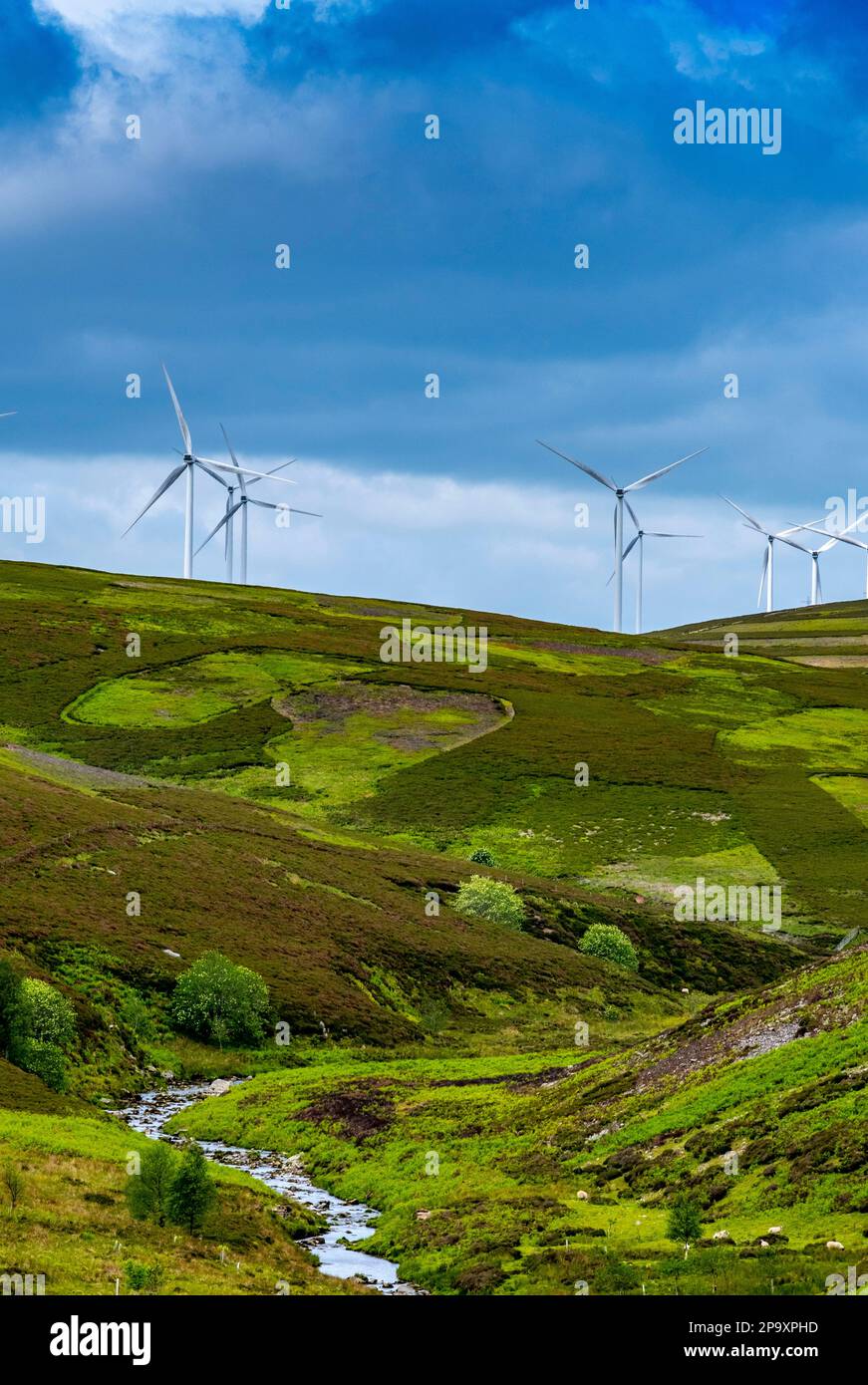 On shore British Windfarms Fallago Rig Windfarm Stock Photo - Alamy