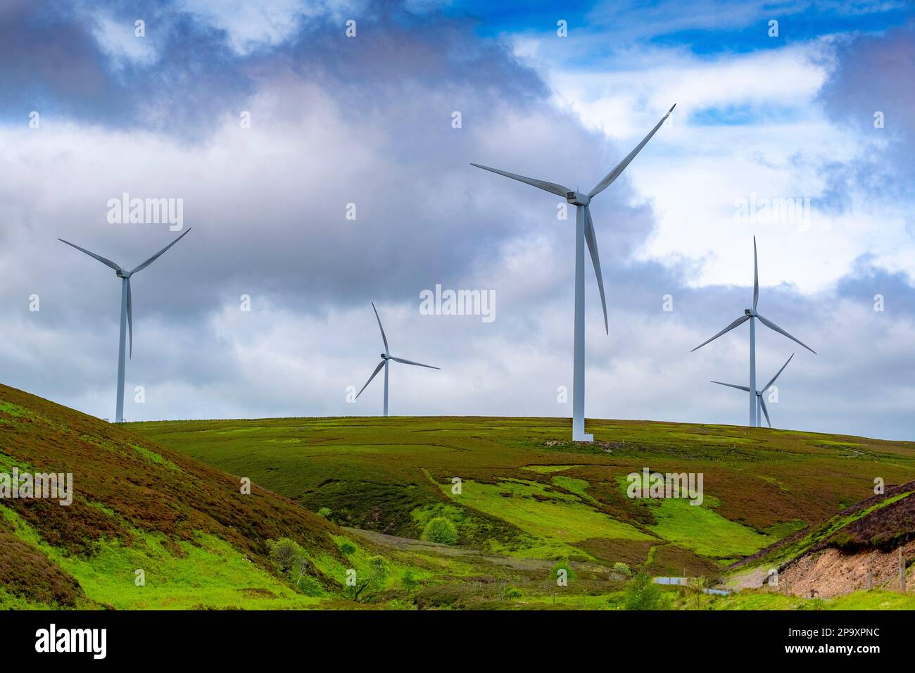 On shore British Windfarms Fallago Rig Windfarm Stock Photo - Alamy