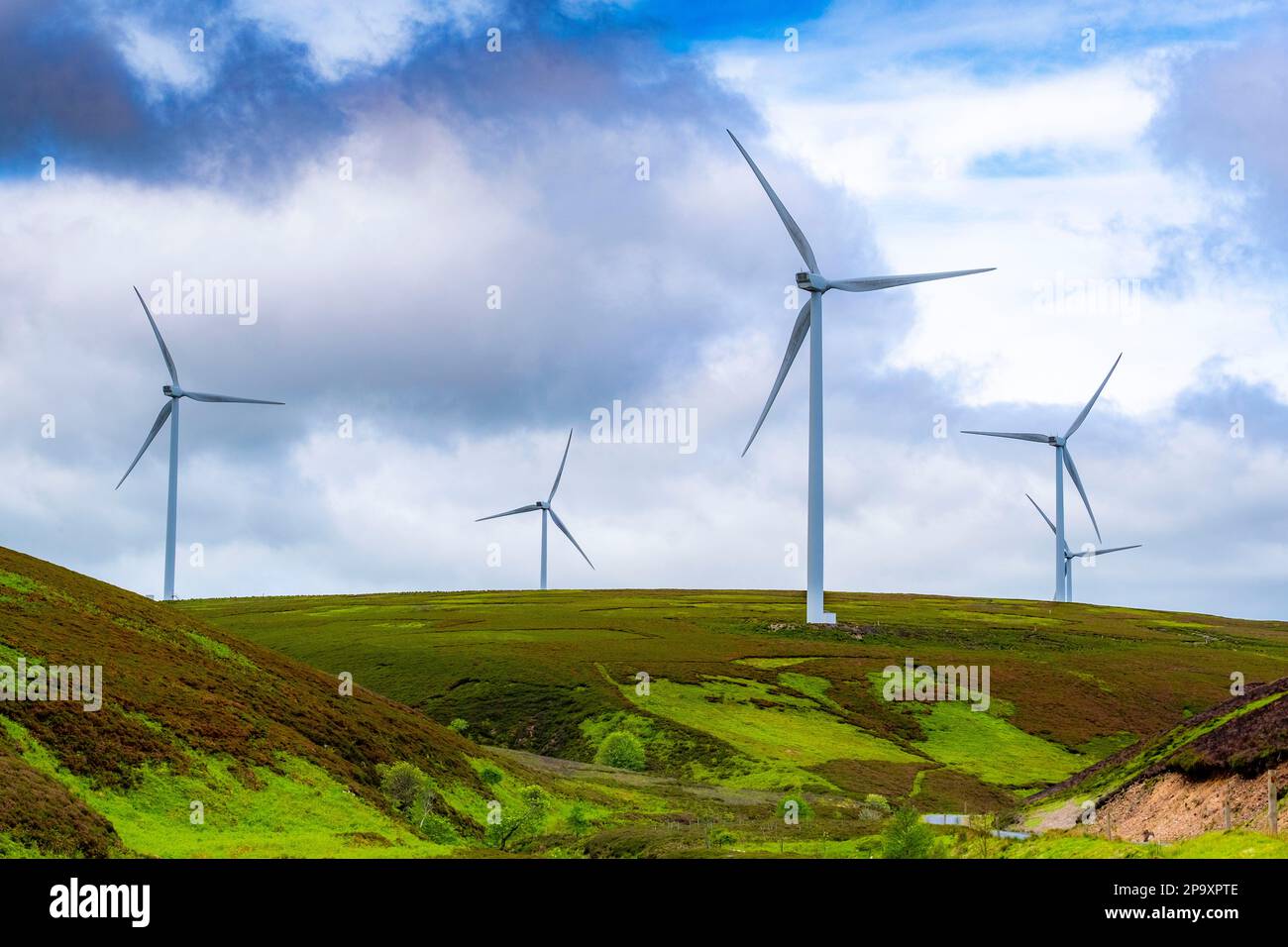 On shore British Windfarms Fallago Rig Windfarm Stock Photo - Alamy