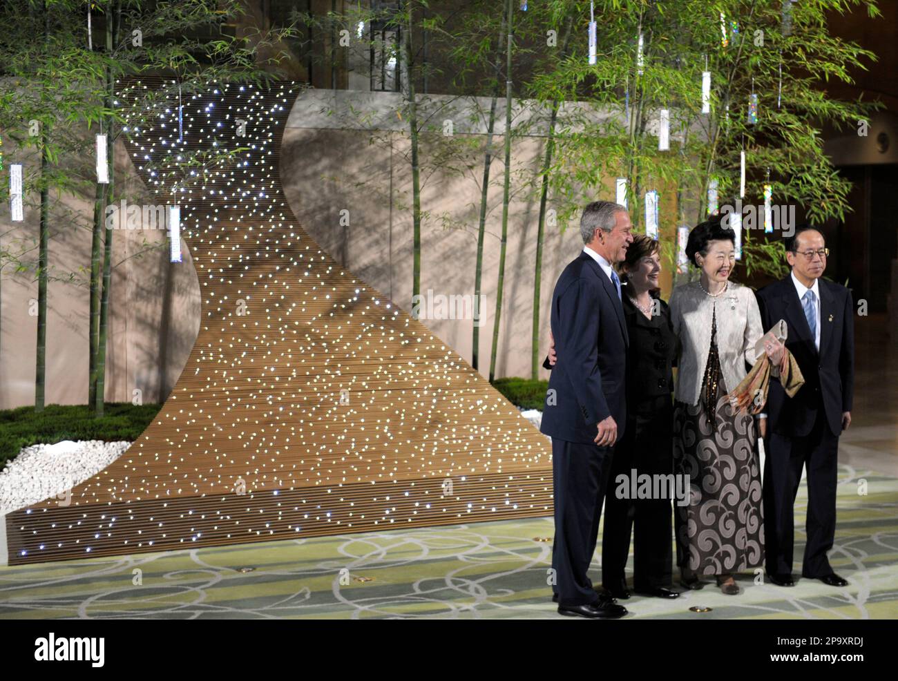 U.S. President George W. Bush, left, first lady Laura Bush, second from ...