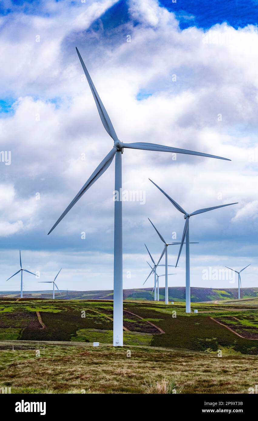 On shore British Windfarms Fallago Rig Windfarm Stock Photo - Alamy