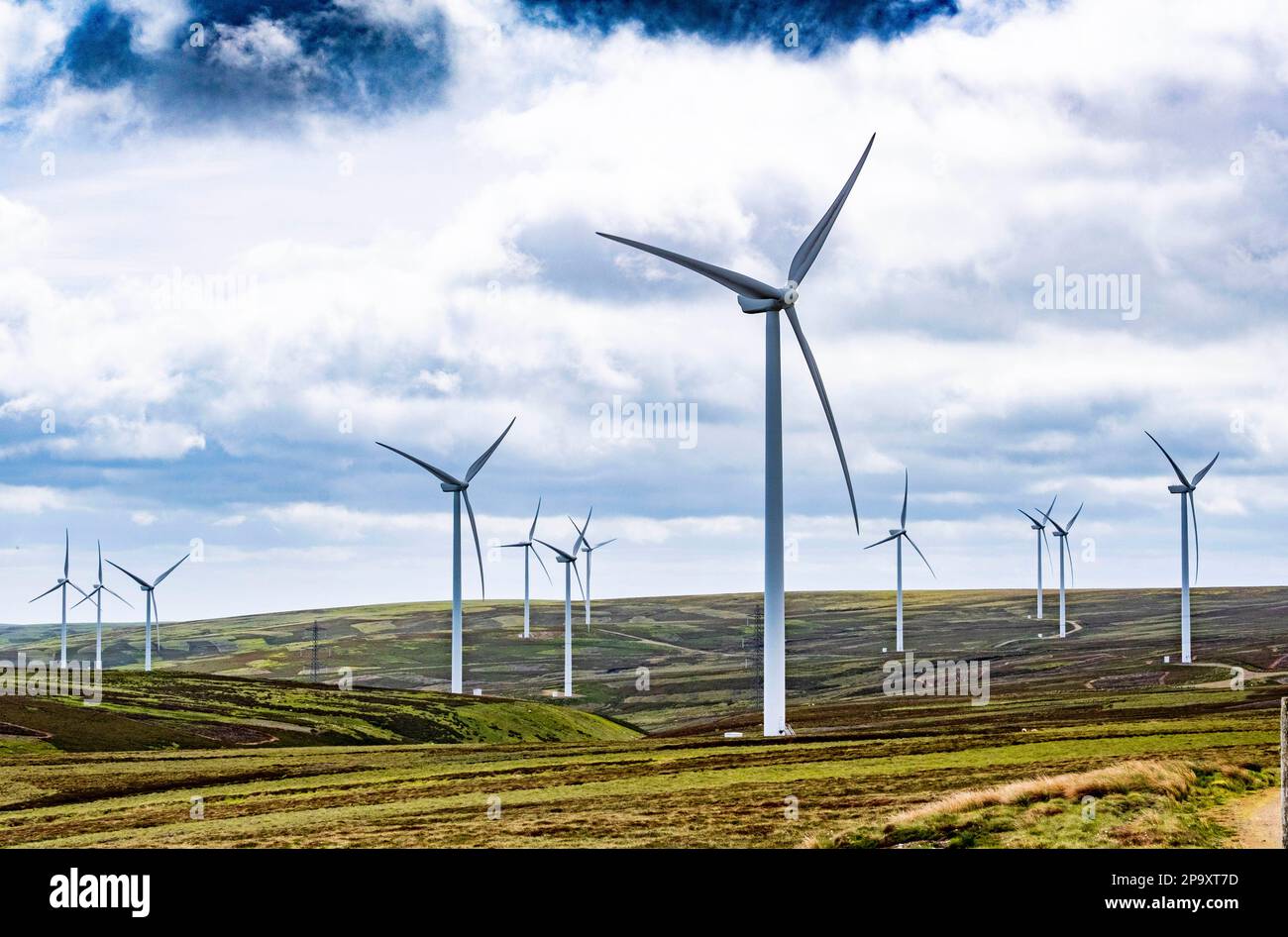 On shore British Windfarms Fallago Rig Windfarm Stock Photo - Alamy