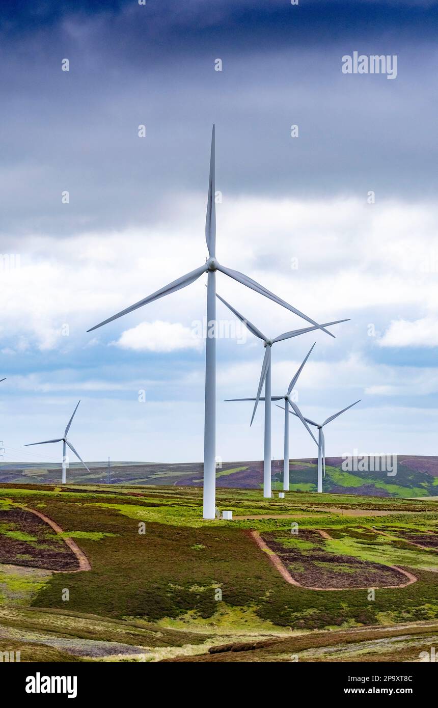 On shore British Windfarms Fallago Rig Windfarm Stock Photo - Alamy