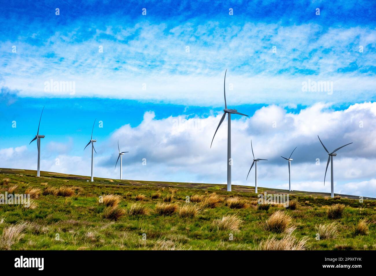 On shore British Windfarms Fallago Rig Windfarm Stock Photo - Alamy