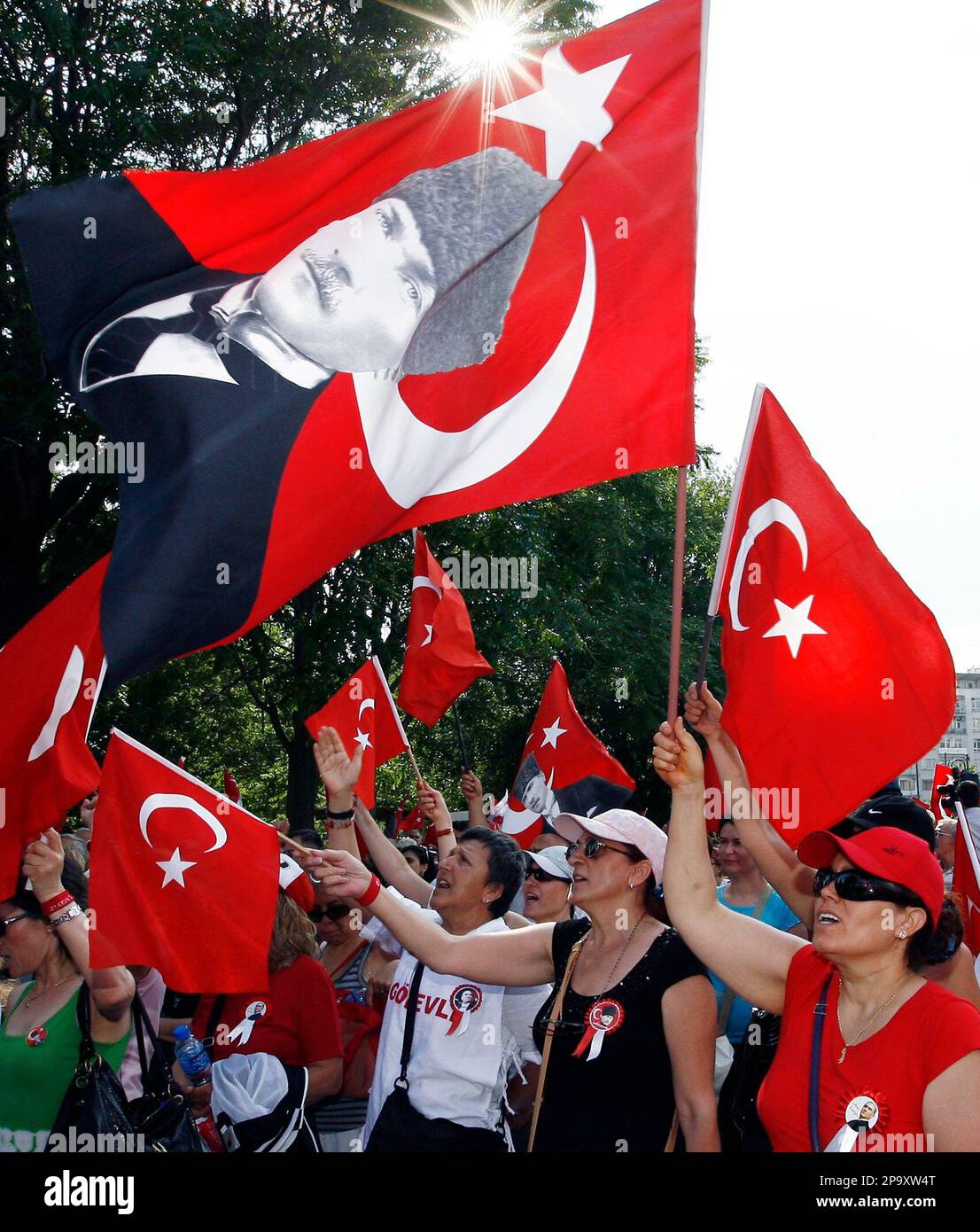 Several hundred of pro-secular demonstrators, mostly women and holding ...