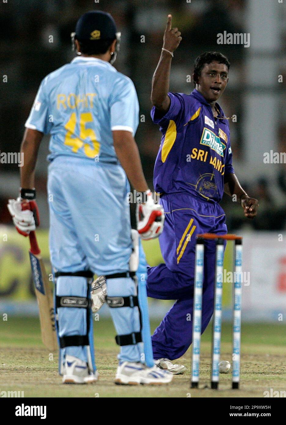 Sri Lankan spinner Ajantha Mendis celebate after taking the wicket of ...