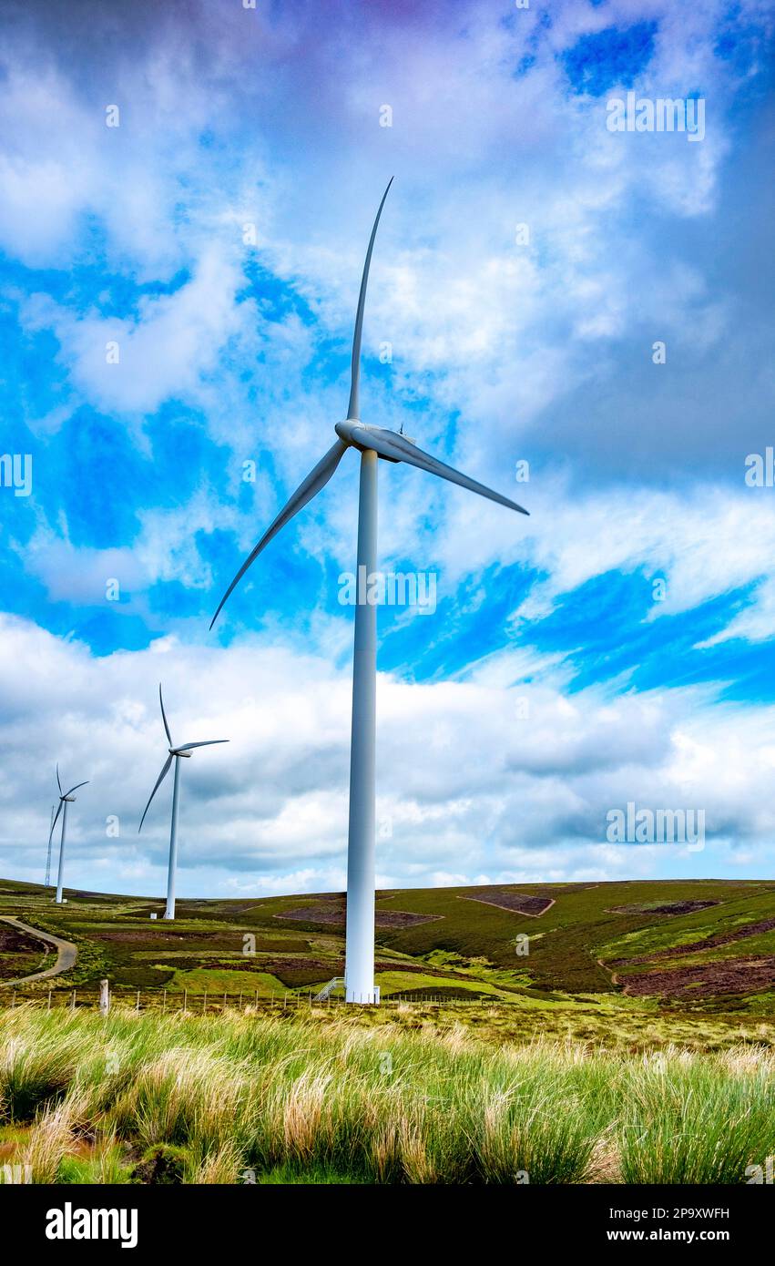 On shore British Windfarms Fallago Rig Windfarm Stock Photo - Alamy