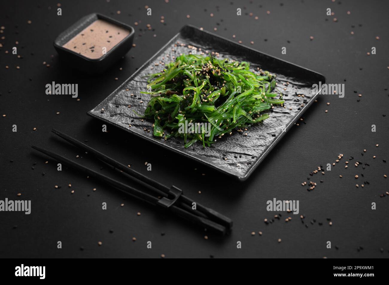 Wakame seaweed salad with sesame seed. Traditional Japanese food Stock ...