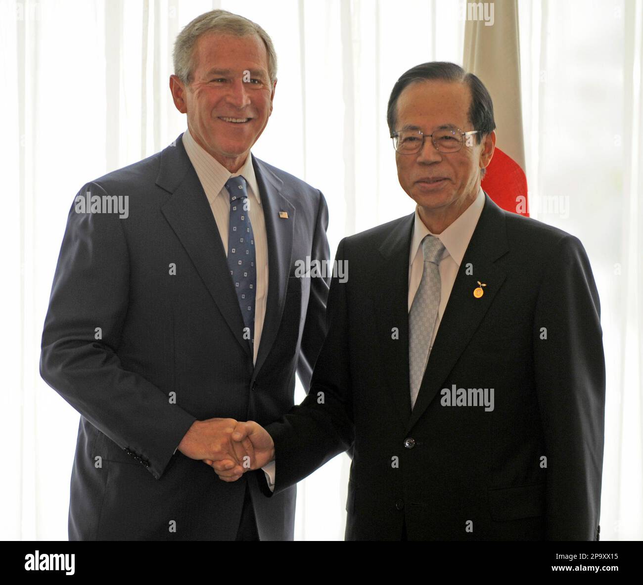 U.S. President George W. Bush, left, meets with Japanese Prime Minister ...