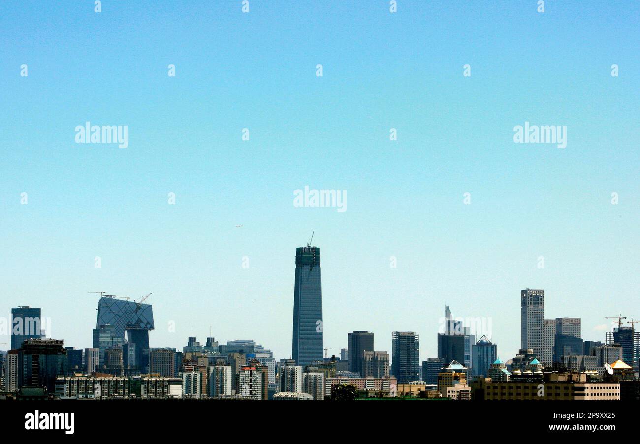 The ongoing construction of the city tallest building China World Tower ...