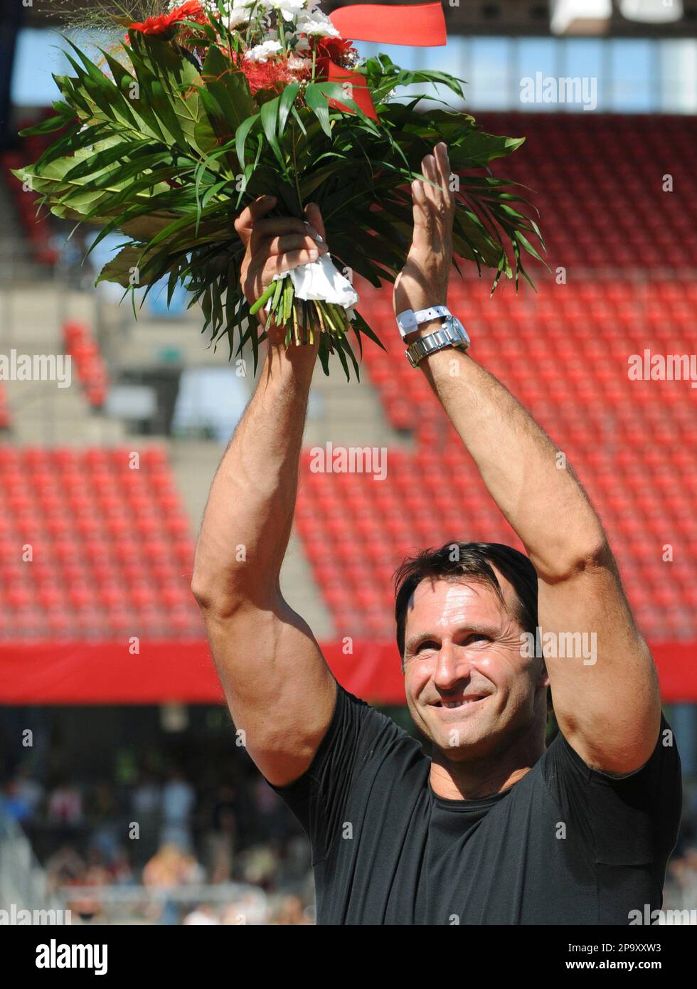Former German discus thrower Lars Riedel reacts farewell ceremony ...