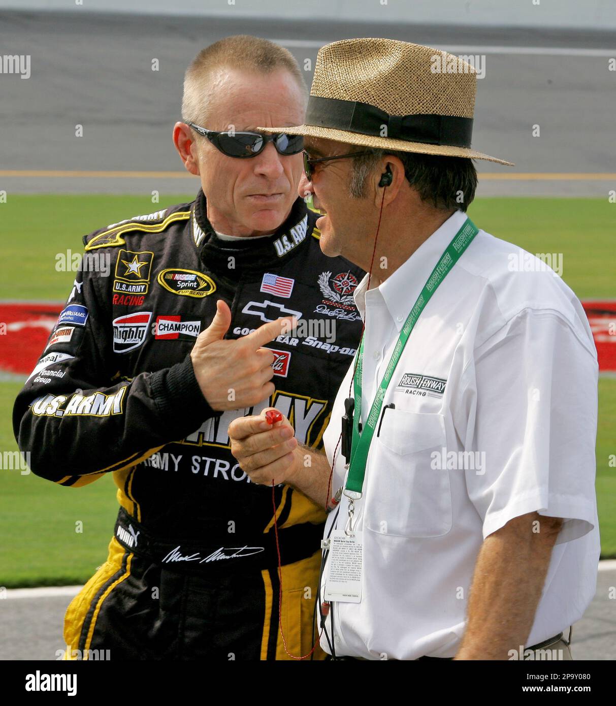 NASCAR driver Mark martin, left, talks with car owner Jack Roush before ...