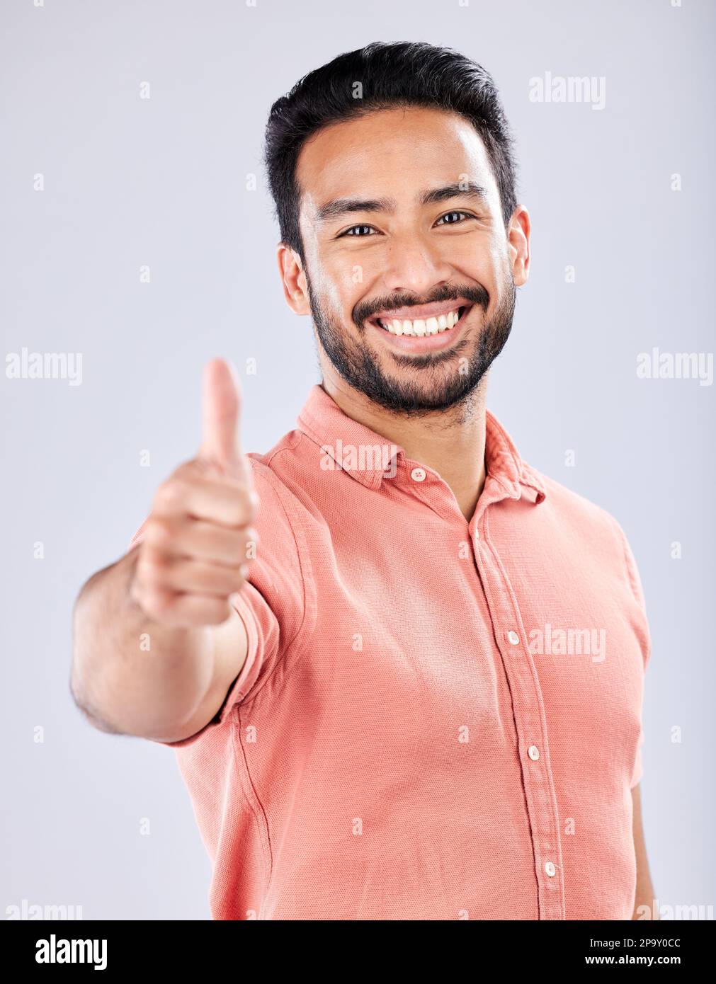 Thumbs up, great and happy with portrait of man for vote, well done and ...