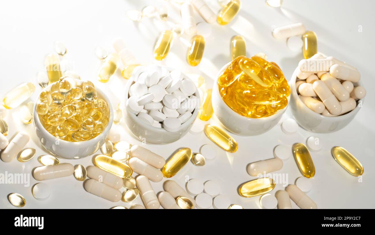 Vitamin D, omega 3, omega 6, Food supplement oil filled fish oil ...