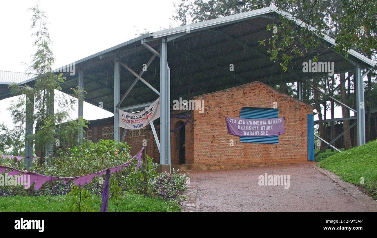 Heavy rain falls outside the Ntarama church, Nov. 24, 2006, near Kigali ...