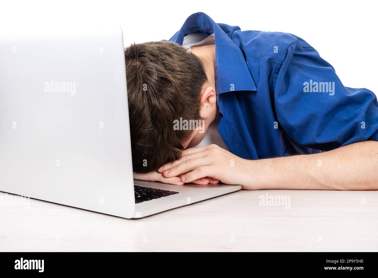 Male student sleeping on computer hi-res stock photography and images ...