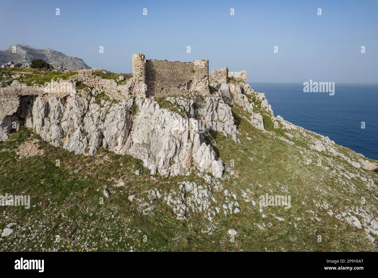 Feraklos Castle Ruins, Rhodes, Greece Stock Photo - Alamy