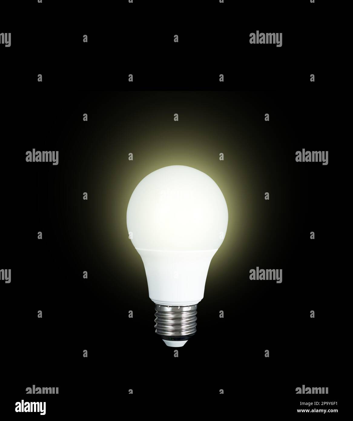 LED light bulb on black background, energy saving, idea concept Stock ...