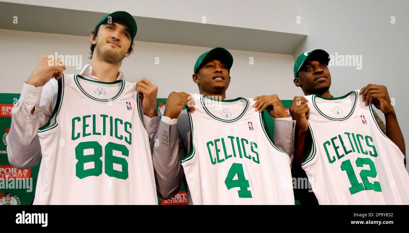 Boston Celtics draft picks Semih Erden of Turkey (86), J.R. Giddens of ...