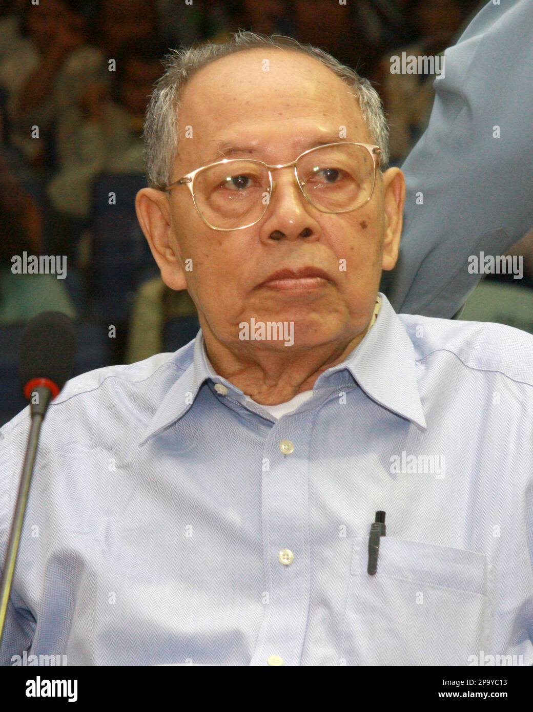 Former Khmer Rouge Foreign Minister Ieng Sary looks on during a hearing ...