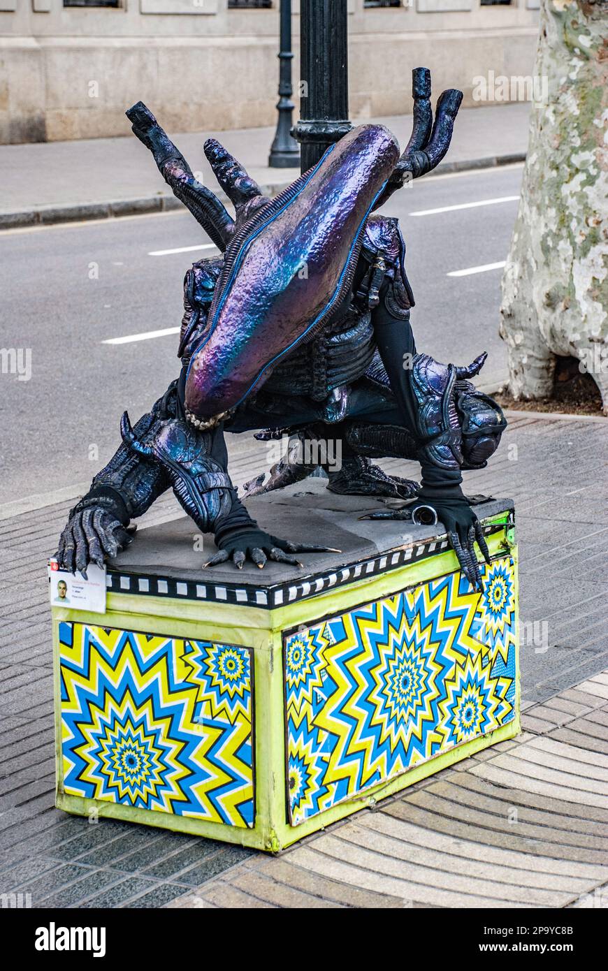 Alien sculpture in La Rambla area of Barcelona Stock Photo - Alamy