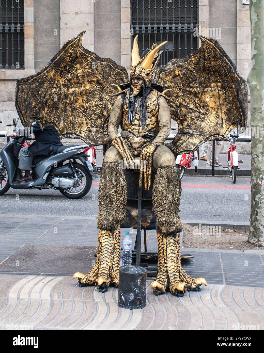 La rambla, Barcelona, Spain bronze winged dragon mine Stock Photo - Alamy