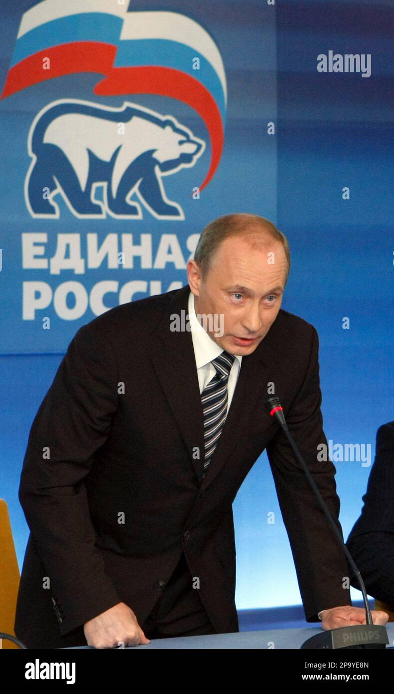 Russian Prime Minister Vladimir Putin, speaks at a meeting with ...